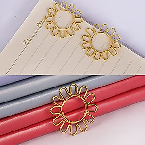 10pcs Sunflower Shape Paper Clips, Bookmark Marking Document Organizing Clip Stationery Supplies for Many Paper Sheets Metal Material