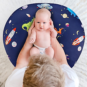 GFU Nursing Pillow Cover, Newborn Breastfeeding Pillow Case for Boys and Girls, Soft Baby Breastfeeding Pillow Slipcover, Fit for Standard Infant Nursing Pillows, Dark Blue Space Dinosaur