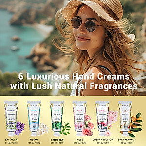 spa luxetique Hand Cream Hand Cream Set Gift for Women Hand Lotion with Natural Aloe and Vitamin E for Dry Skin Mini Travel Size Scented Hand Lotion | 6 x 1.0 oz/30ml