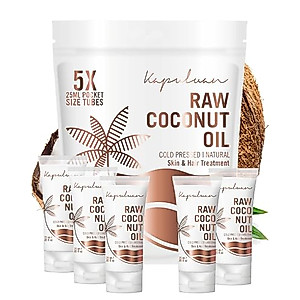 Kapuluan Coconut Oil for Hair, Skin - Extra Virgin Cold Pressed Oil with MCTs for Body Care or Haircare, Hair Growth, Aceite de Coco Natural, Baby, Dogs, Pets Travel Mini Tube (5 x 25ml)