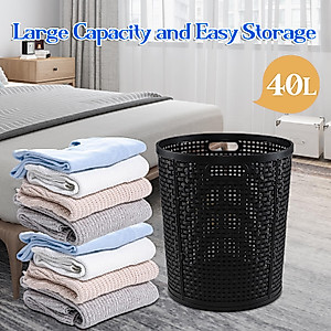 Waikhomes Laundry Hamper with Handles, Flexible Laundry Basket for Clothes, Black, F