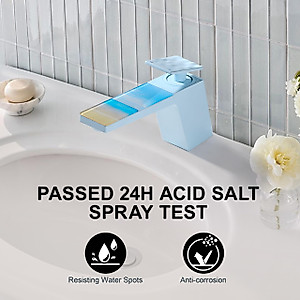 Bathroom Faucet for Sink 1 Hole,Blue Modern One-Handle Single Hole Bathroom Faucet,Brass Sink Vanity Faucets with Supply Hoses for RV Lavatory Restroom