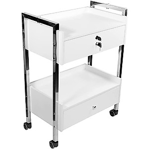 Supreme Medical Dental Mobile Utility Cabinet with Steel Frame and Two Drawer With One lockable Drawer cart