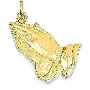 IceCarats 14K Yellow Gold Jesus Christ Praying Hands Lord Serenity Prayer Necklace Religious Pendant Christian Faith Charm 27mm x 19mm Only