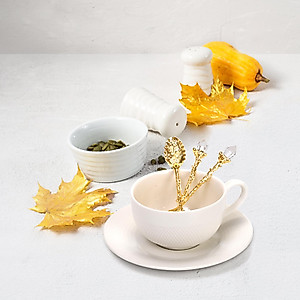 Covzoe 16 Pieces Retro Spoon, Crystal Alloy Coffee Spoons, Vintage Carved Decorative Gold Dessert Spoons for Cafe Bar, Tableware Home Office Party Supplies