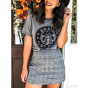 OUNAR Basic Witch Coffee T Shirts for Women Halloween Graphic Letter Print Shirt with Funny Sayings Casual Tee Tops