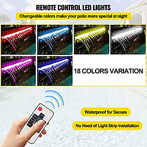 VEVOR Pool Fountain Stainless Steel Pool Waterfall 35.4" x 4.5" x 3.1"(W x D x H) with LED Strip Light Waterfall Spillway with Pipe Connector Rectangular Garden Outdoor