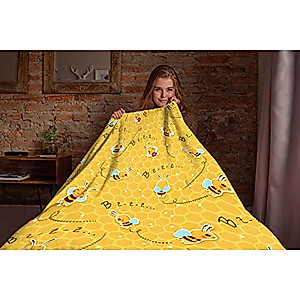 Cute Bee Blankets Super Soft for Bed Couch Sofa Fuzzy Warm Cozy Lightweight Throw for Friend Adults Women Men 60"x50" Medium for Teen