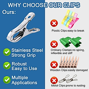 50pcs Garden Clips for Netting, Garden Clips to Hold Down Shade Cloth and Row Covers, Greenhouse Clamps Secure Greenhouse Hoops Netting for Raised Beds, Smooth Surface Stainless Steel Garden Clamps