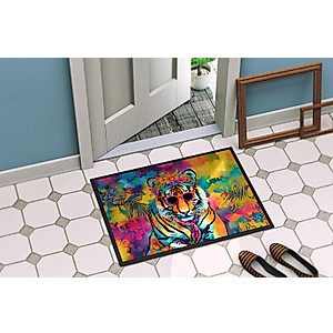 Caroline's Treasures DAC3967JMAT Hippie Animal Bengal Tiger Doormat Front Door Mat Indoor Outdoor Rugs for Entryway, Non Slip Washable Low Pile, 24H X 36W