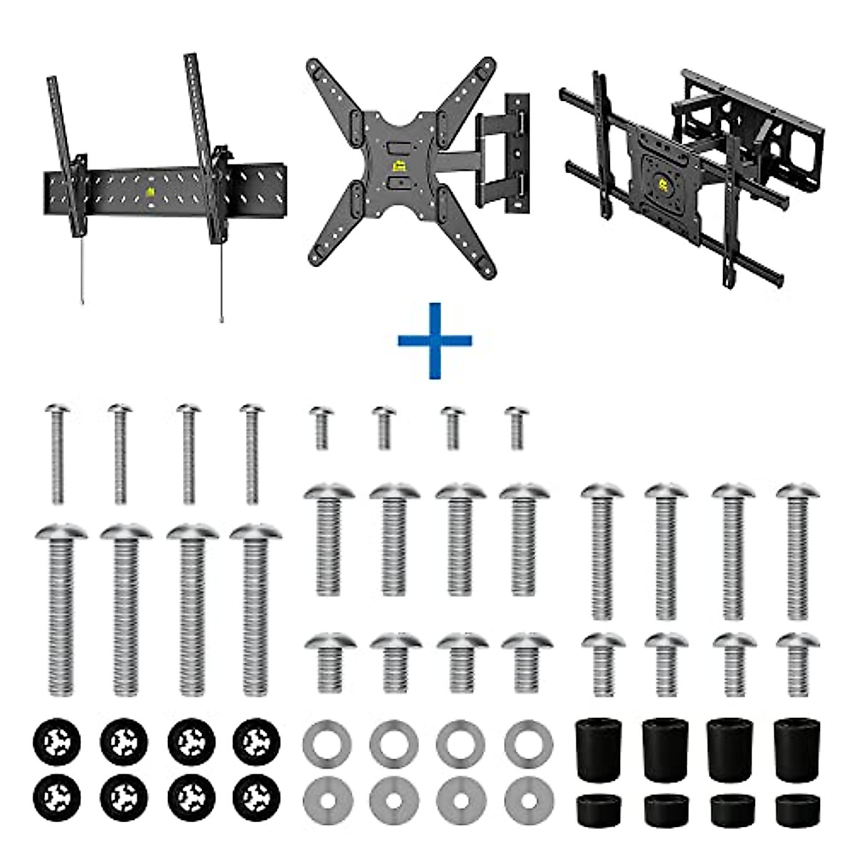 FORGING MOUNT Universal TV Mounting Hardware Pack 52pcs Fits All TVs up to 82 inches with M4, M5, M6, M8 TV Screws, Spacers and Washers