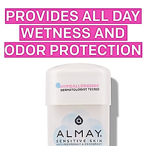 Deodorant for Women by Almay, Gel Antiperspirant, Hypoallergenic, Dermatologist Tested for Sensitive Skin, Fragrance Free, 2.25 Oz