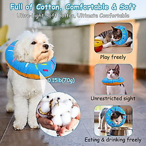 HUMLANJ Cat Cone Collar Soft, Adjustable Cat/Dog Recovery Collar, Cute Donut Kitten Cone to Stop Licking, Surgery Recovery Elizabethan Collars for Kitten Cats Puppy