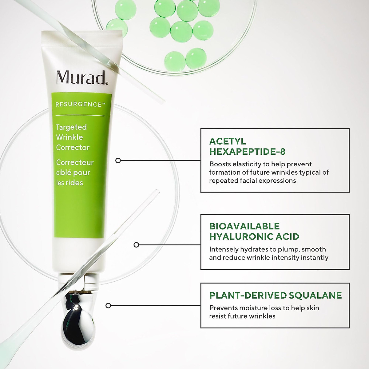 Murad Targeted Wrinkle Corrector - Resurgence Anti-Wrinkle Face Cream - Instant Filler Wrinkle Corrector - Gentle Anti-Aging Hydrating Hyaluronic Acid Treatment Backed by Science, 0.5 Oz