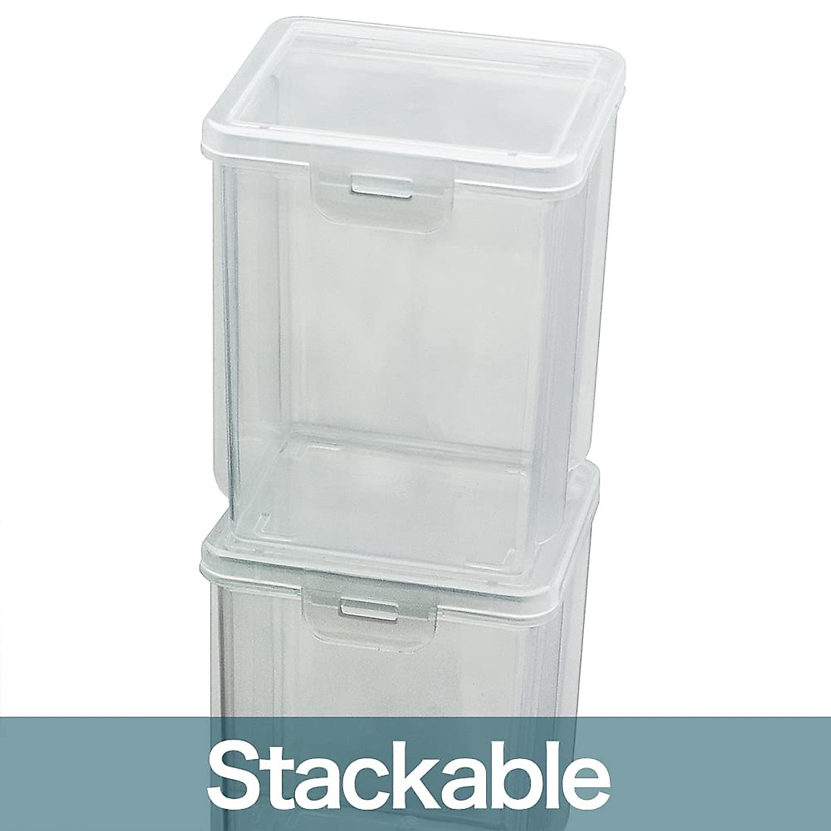 EZOWare 9 Pieces Clear Plastic Flip Top Latching Storage Box Container, Stackable Hinged Organization Bins With Latch Lid For Craft Room, Small Hobby - 3 Sizes