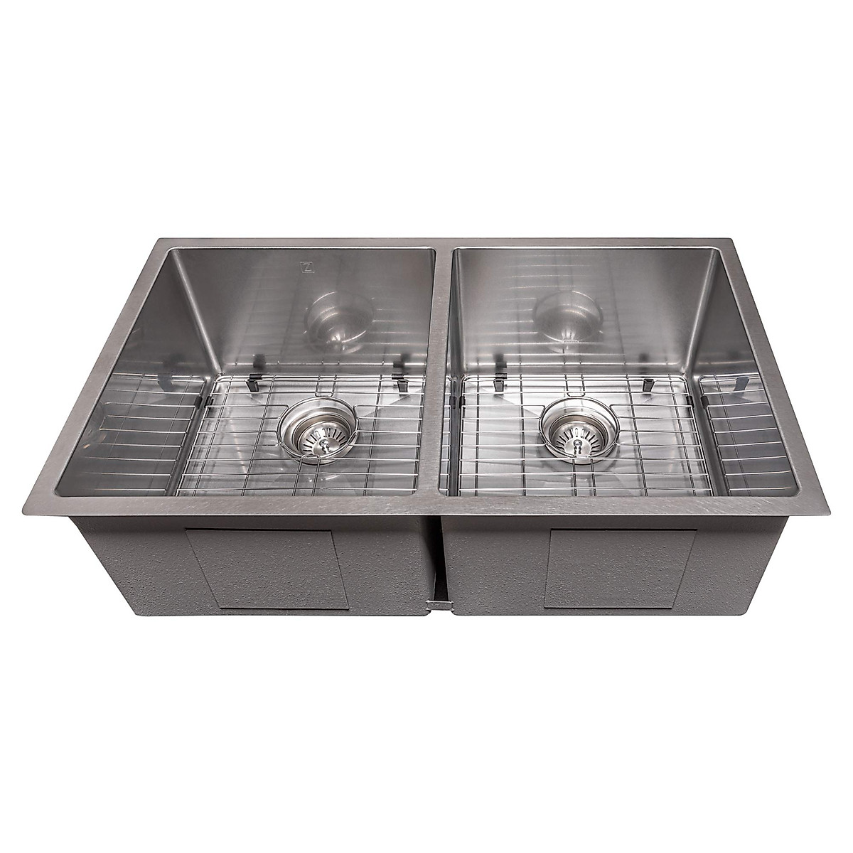 ZLINE 33" Anton Undermount Double Bowl Scratch Resistant Stainless Steel Kitchen Sink with Bottom Grid (SR50D-33S)