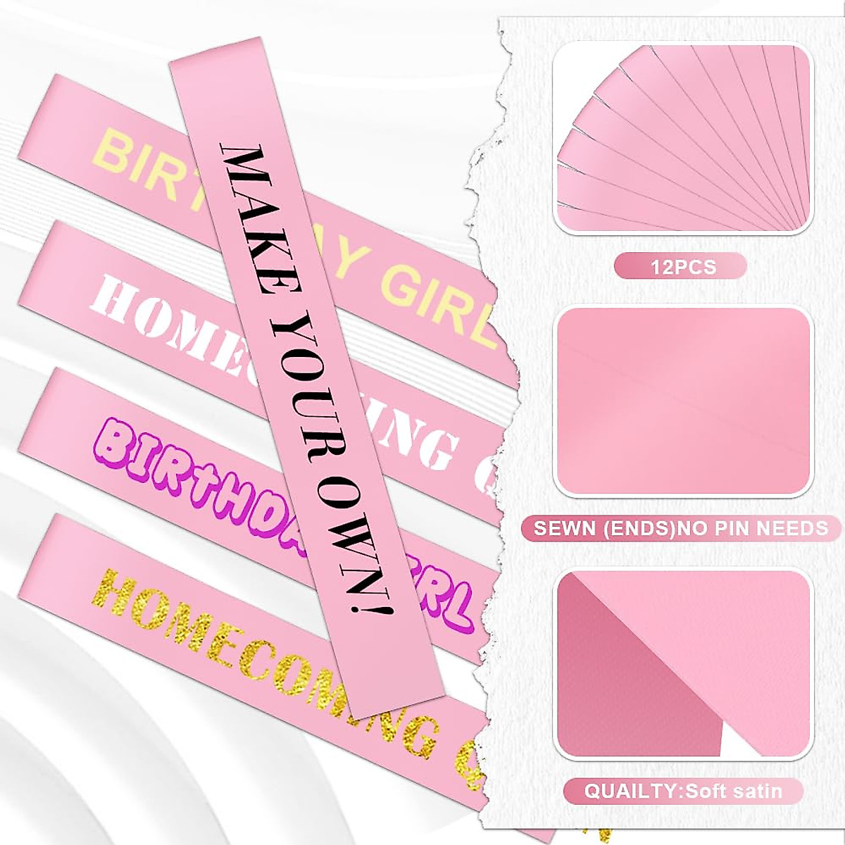 Pink Sash 12 Pcs Light Pink Blank Sash Bulk Breast Cancer Sash Blank Satin Sash Pink Sashes Prom Queen Sash Girl Scout Sash Homecoming Queen Sash Pageant Sash Diy Sash Party Favors Bride To Be Sash