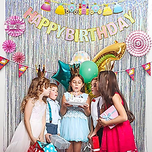 Silver Foil Fringe Tinsel Backdrop Glitter - GREATRIL Party Streamers Backdrop Curtains for Birthday/Christmas/New Year/Bachelorette Party/Disco Dancing Ball Decorations - Pack of 2