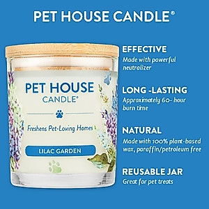 One Fur All Pet House Candle Plant-Based/Soy Candle - Clean Burning Scented Candles, Long Lasting Pet Odor Candle for Home - Lilac Garden