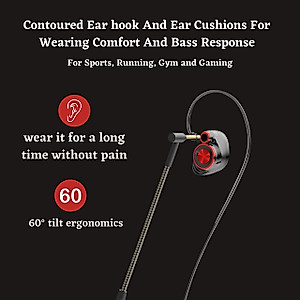 HP PS4 Gaming Earbuds in Ear Headphones with Mic, Stereo Bass Earphones with Detachable Dual Microphone and Volume Control for Mobile Devices, Xbox One, PS4, PC