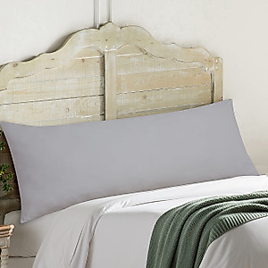 ROYALE LINENS Body Pillow Cover - Double Brushed 1800 Microfiber - 20"x54" with Hidden Zipper Closure - Wrinkle & Fade Resistant - Super Soft Body Pillowcase 2 Pack (Silver, Pack of 2)