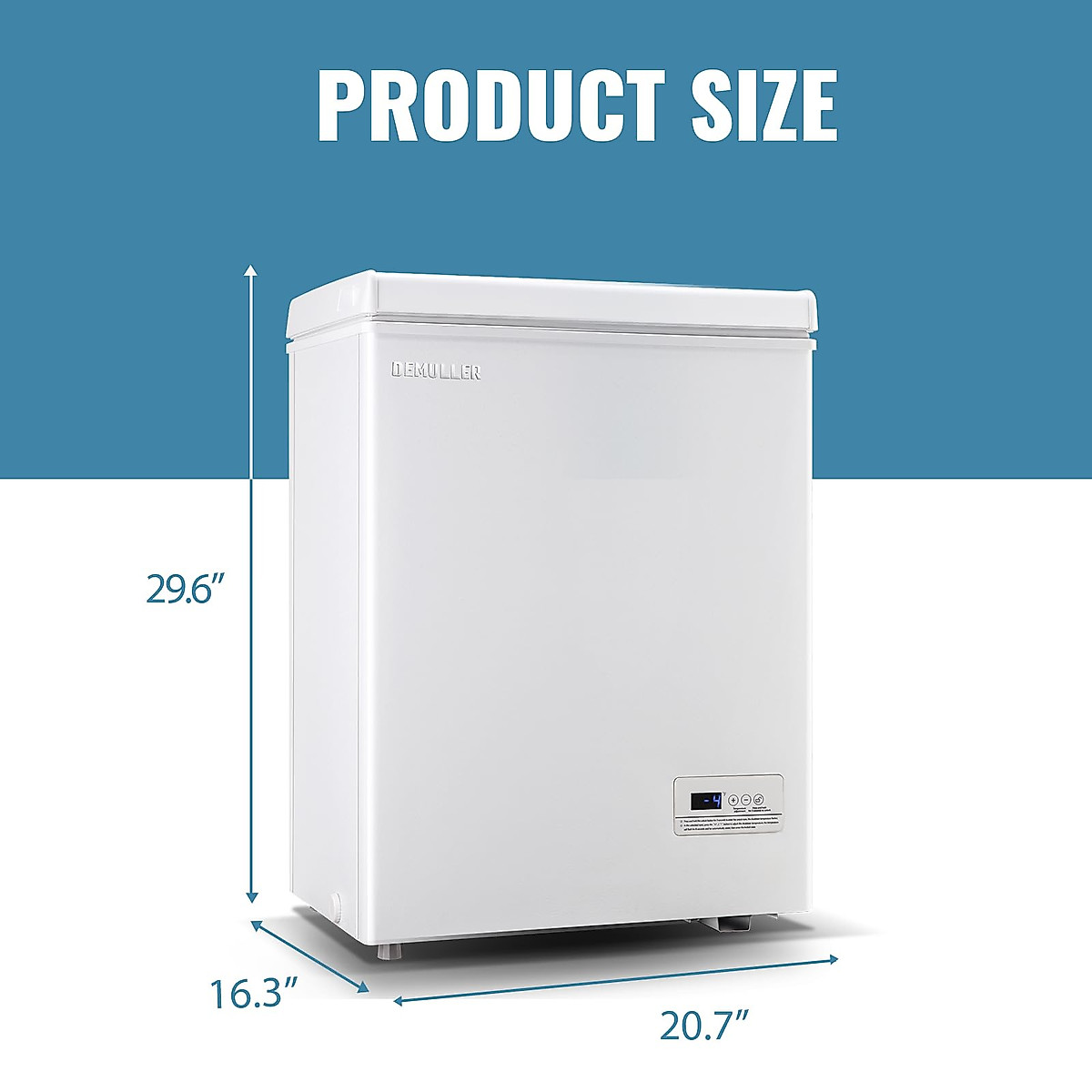 DEMULLER Chest Freezer Small Deep Freeezer with 2 Removable Baskets, Compact Freezer with Digital Control Panel accurate to 1 ℉, Mini Freezer for Homes Garages Basements White