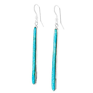 Turquoise Earrings 925 Sterling Silver & Genuine Turquoise (Choose Color) (Turquoise)