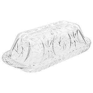 YARDWE Clear Deep Crystal Covered Butter Dish Butter Keeper Well Sealed to Keep Butter Soft Decorative Design and Antique Look Butter Dessert Tray Style 1
