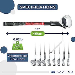 GazeVR VR Golf Club Attachment for Oculus Quest 2 | Pro Grip | Right & Left Controllers (Regular, Red)