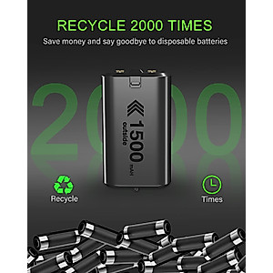 Noiposi Rechargeable Battery Pack for Xbox One Controller,4pcs 1500mAh Xbox One Rechargeable Battery Pack,Controller Battery Pack with Charger for Xbox One S/X/Xbox Series S/X Controller