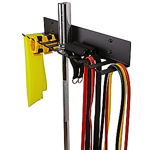 Multi-Purpose Storage Rack Resistance Bands Rack Gym Storage Rack Fitness Bands Rack Heavy Duty Rack 11 Hooks for Resistance Bands, Straps, Jump Ropes, Foam Rollers, Weight Belts, Tools (L-23")