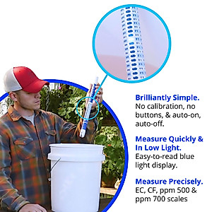 Bluelab Truncheon Nutrient Meter, Digital Conductivity Tester in Water (EC, 500, ppm 700, CF, TDS) Tool for Hydroponic System and Indoor Plant Grow