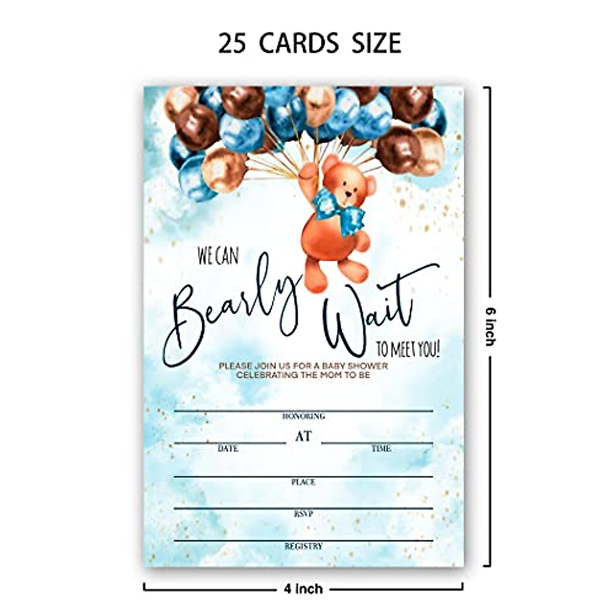 Baby Shower Invitation Set, Fill In Invites Cards, Books For Baby, Diaper Raffle, Thank You,Beasty Wait, Each Design 25 Cards & Envelopes (Total 100 Cards) – (bb009-taozhuang)