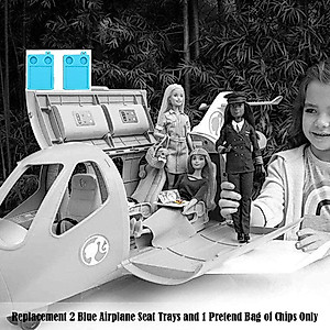 Replacement Parts for Barbie DreamPlane Playset - GDG76 ~ Replacement Pretend 2 Blue Airplane Seat Trays and 1 Pretend Bag of Chips