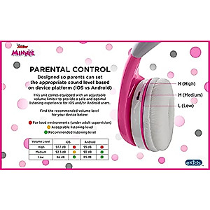 Minnie Mouse Kids Headphones for Kids Adjustable Stereo Tangle-Free 3.5Mm Jack Wired Cord Over Ear Headset for Children Parental Volume Control Safe for School Home & Travel Packaging