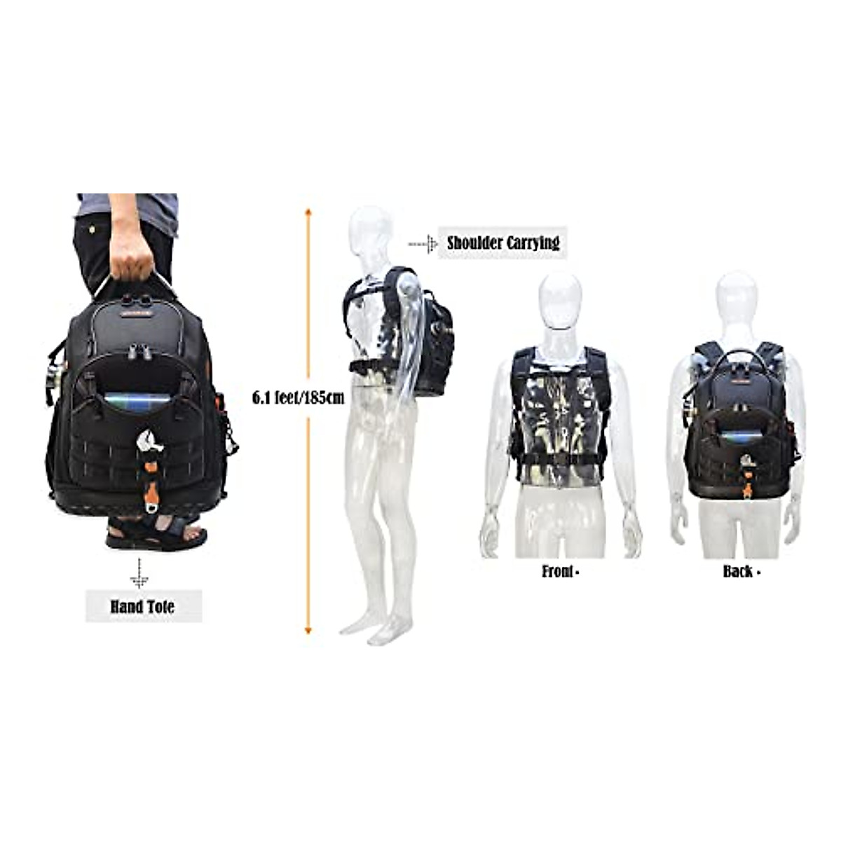 77-Pockets Tool backpack, Tool backpack for men, HVAC tool bag backpack, Electricians backpack tool bag, Large electrician backpack, Tool backpack for electricians, Tool backpack for construction