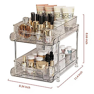Mezdbrud Bathroom Organizer, Bathroom Counter Organizer 2 Tiers Clear Under the Sink Organizer Kitchen Organizers Storage Pull Out Cabinet Organizer Makeup Organizer for Vanity Perfume Tray (2 Tiers)