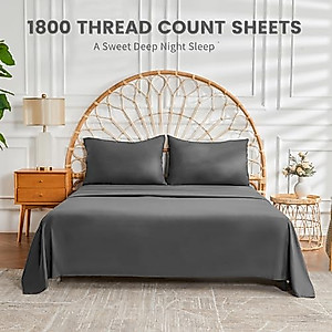 Bedlifes Full Size Sheet Sets- Cooling Sheets-Ultra Soft-Silky-Breathable-Deep Pocket- 1800 Series Bedding Set Microfiber Bed Sheets Full Size Dark Grey 4 Pieces