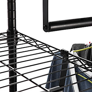Homdox Free Standing Closet, Wire Shelving Clothing Rack Heavy Duty, with Side Hooks and Clothes Rods (Black)