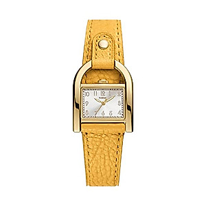 Fossil Women's Harwell Quartz Stainless Steel and Leather Three-Hand Watch, Color: Gold, Yellow (Model: ES5281)