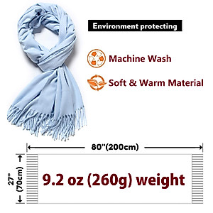 Cindy & Wendy Large Soft Cashmere Silky Pashmina Solid Shawl Wrap Scarf for Women