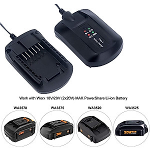 WA3742 Battery Charger for Worx 20V MAX Lithium PowerShare Battery WA3520 WA3525 WA3578 WA3732 WA3875 WA3881 WA3512.1