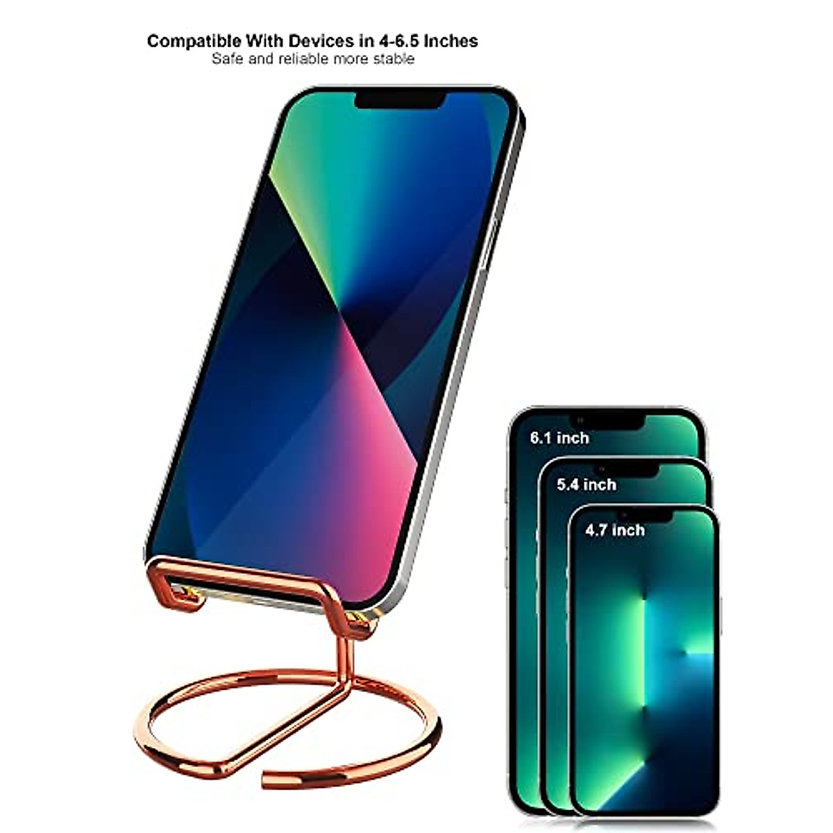 XUNICUTE Cell Phone Stand, Phone Stand for Desk, Office Portable Cute Cell Phone Holder, Compatible with All Mobile Phone, iPhone, iPad, Switch, Tablet 4-6.5'' Desk Accessories (Rose Gold)