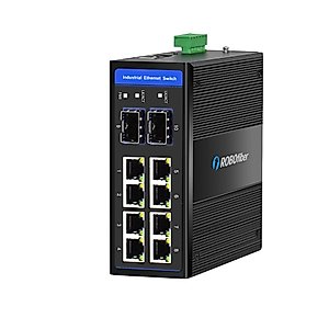 HGW-802SM-PSE - 8X RJ45 + 2X SFP Ports Gigabit Ethernet Managed PoE Industrial Fiber Switch 240W Total Power, DIN Rail Mount, -40 to +75 Celsius
