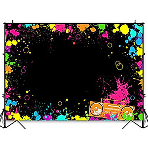 Avezano Let's Glow Splatter Photo Background Glow Neon Party Backdrop 8x6ft Blacklight Disco Retro Dance Party Decoration Supplies Birthday Party Banner