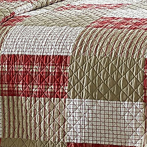 Eddie Bauer Throw Blanket Reversible Cotton Quilted Bedding, Home Decor for All Seasons, 50" x 60", Camano Island Red