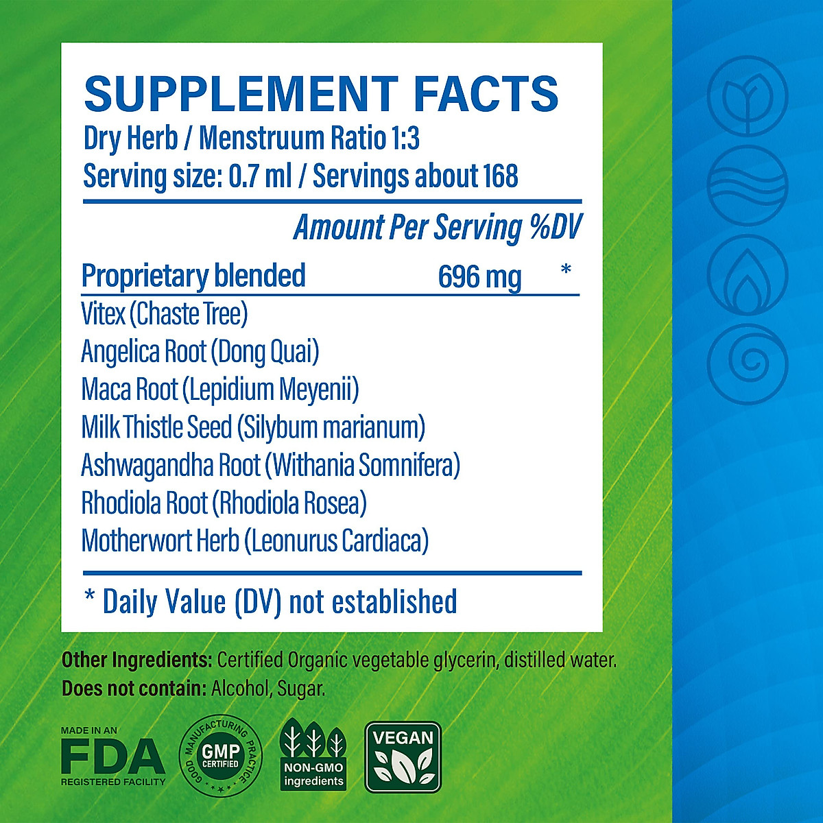 Women's Balance Tincture (4 Fl. Oz.) - Liquid Extract Relief for Pre-Menstrual & Menopausal Symptoms - Vitex, Dong Quai, Maca, Rhodiola, Ashwagandha, Motherwort, Milk Thistle