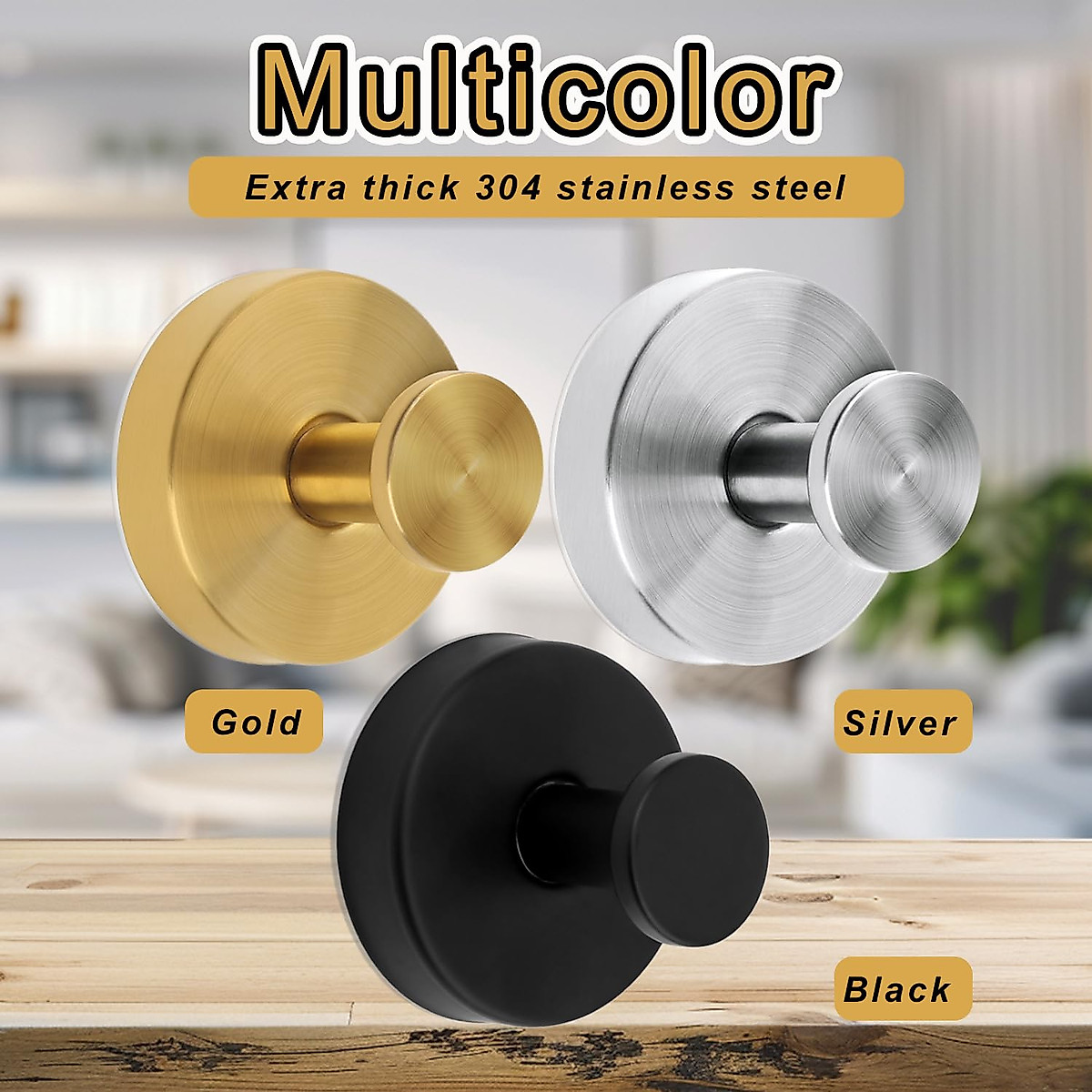 PEUTIER 2pcs Suction Cup Hooks, Premium Stainless Steel Suction Cup Hooks Shower Hooks Suction Cup Bathroom Towel Coat Hook Suitable for Glass Mirror Smooth Surface(Gold)