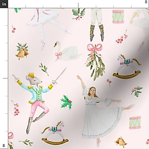 Spoonflower Fabric - Nutcracker Ballet Pink Winter Holiday Christmas Watercolor Swan Fairy Printed on Petal Signature Cotton Fabric by The Yard - Sewing Quilting Apparel Crafts Decor