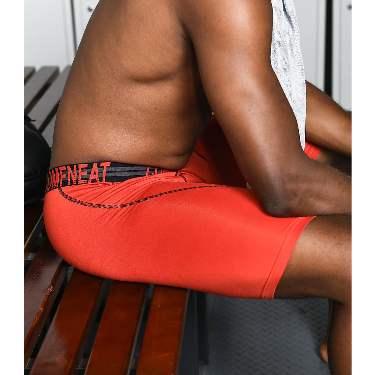 Comfneat Men's 9" Long Boxer Briefs Sports Performance Breathable Underwear 4-Pack (M, Red+Black(Red) 4-Pack)